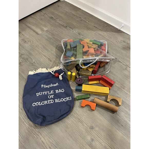 Playskool | Toys | Vintage Toys Playskool Primary Color Wooden Blocks ...